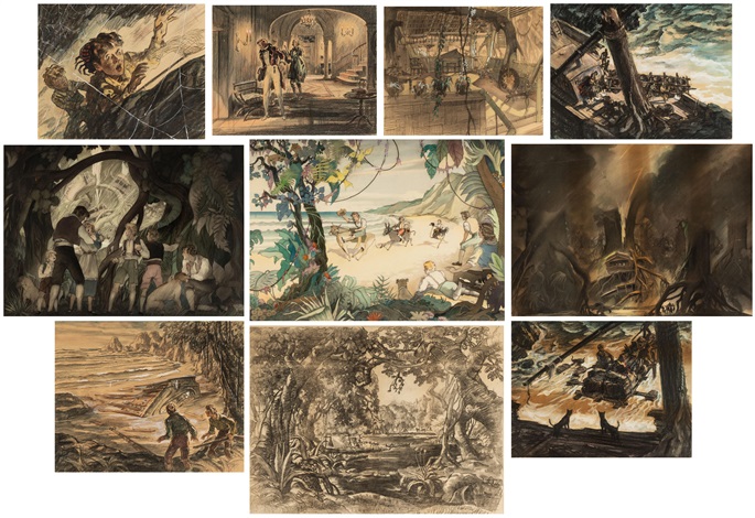 COLLECTION OF DISNEY SWISS FAMILY ROBINSON DRAWINGS by Alberto Vargas ...