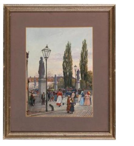 A colorful bustle on Elisabeth Bridge in Vienna by Rudolph Bernt on artnet