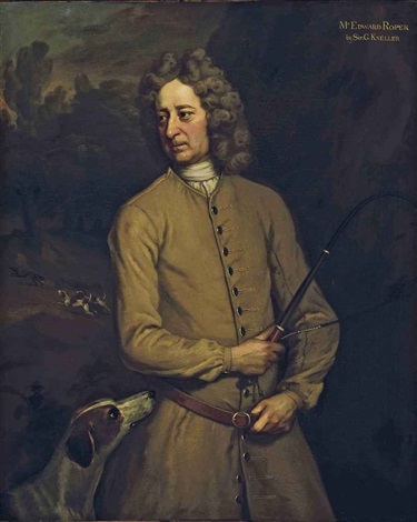 Portrait of Edward Roper, Master of the Charlton Hunt, in a buff coat ...