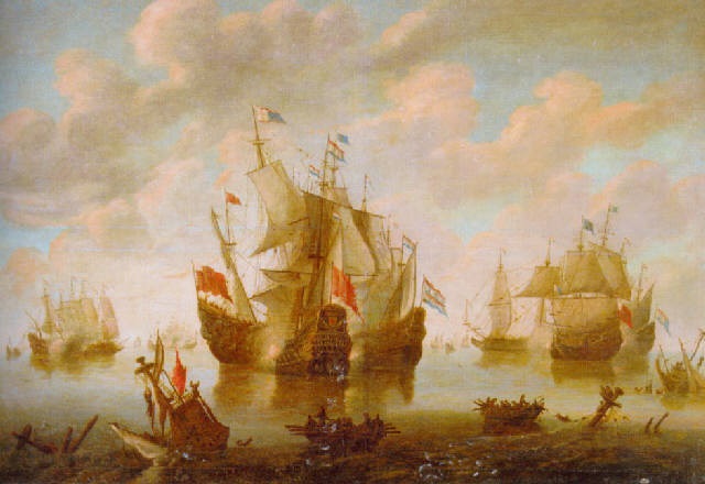 A battle during the first Anglo-Dutch War of 1652-54 by Hendrich van ...