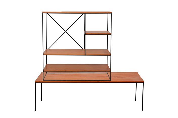 A model 1596 two-piece room divider, circa 1950s, the beech shelves ...