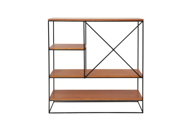 A model 1596 two-piece room divider, circa 1950s, the beech shelves ...