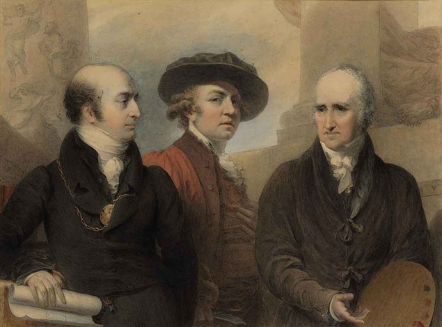 Portrait of the first three presidents of the Royal Academy Sir Joshua ...