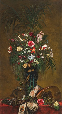 Still life with flowers and lute by Hugo Charlemont on artnet