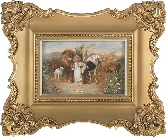 Child surrounded by animals by William Strutt on artnet