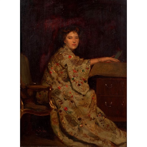 Portrait of a seated lady at a dressing chest by Sir Hubert von ...