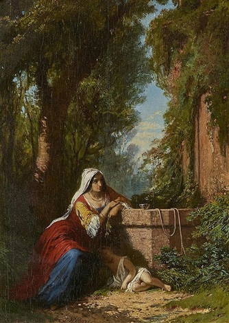 Hagar and Ismael at the well by Jules Hebert on artnet