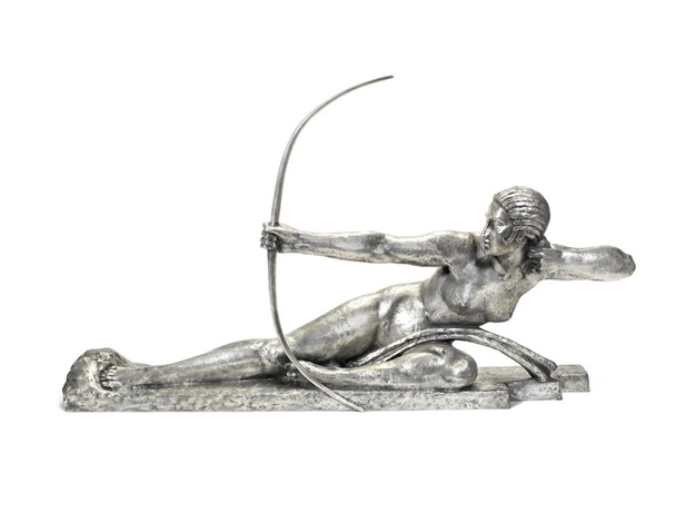 Penthesilea, queen of the amazons a rare art deco silvered bronze study by Marcel-André Bouraine ...