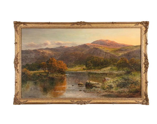 DANIEL SHERRIN 1868-1940 An extensive mountainous river landscape at ...