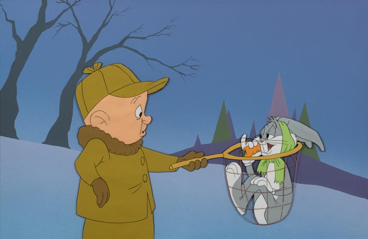A celluloid of Bugs Bunny and Elmer Fudd from Rabbit Romeo by Warner ...
