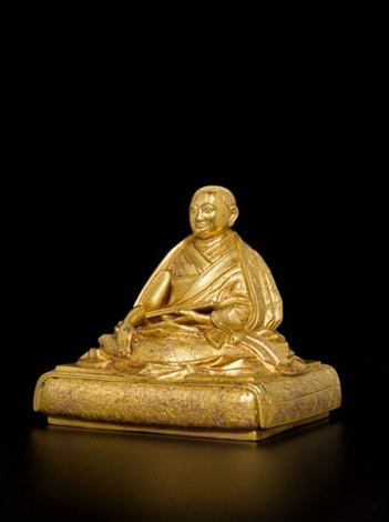 An inscribed gilt-copper alloy figure of Ngawang Lobsang Gyatso, the ...