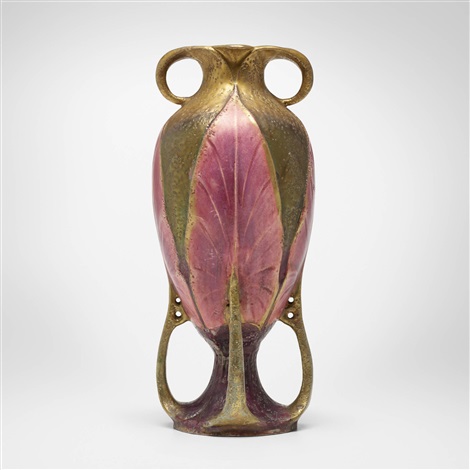 Tall Amphora vase with leaves by Riessner, Stellmacher & Kessel on artnet