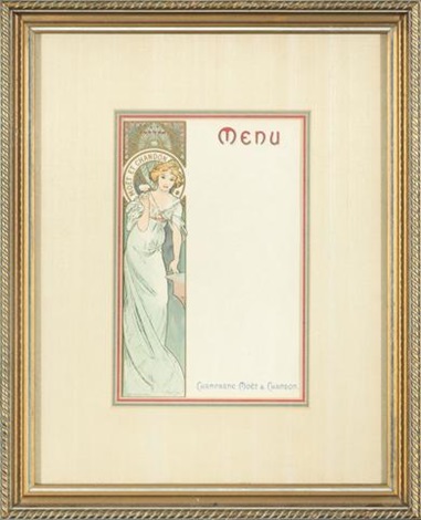 Three Möet Chandon Menu Cards. by Alphonse Mucha on artnet