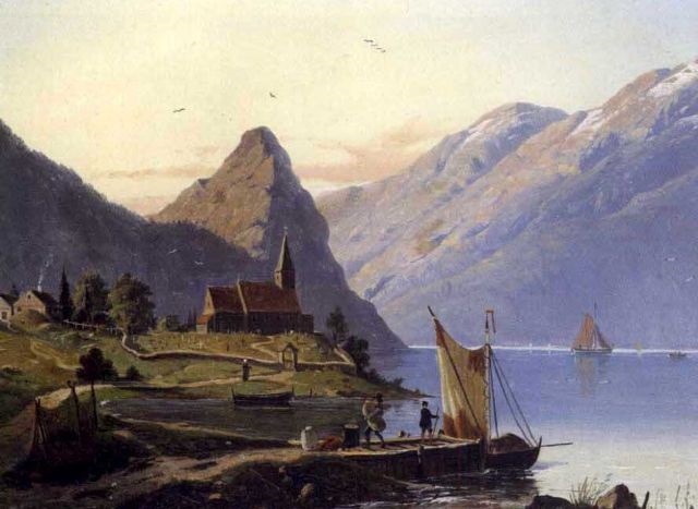 Vestlandsfjord med kirke by Joachim Frich on artnet