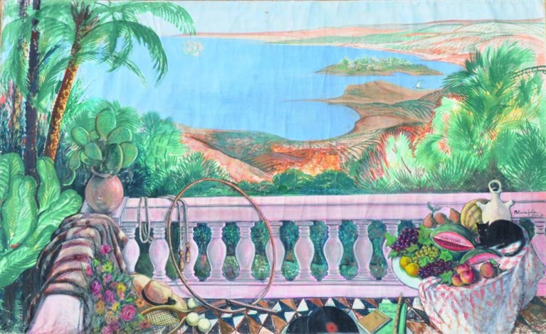 Paysage de côte algérienne, vu dun balcon by Harry Bloomfield on artnet
