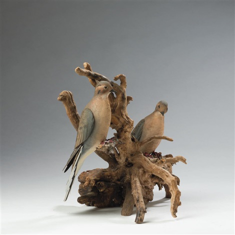 Figural group of a pair of mourning doves by Lisa Schuler on artnet