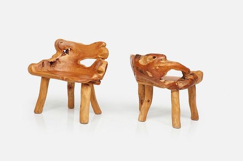 Pair of three-legged benches, 1970s by Studio Craft on artnet