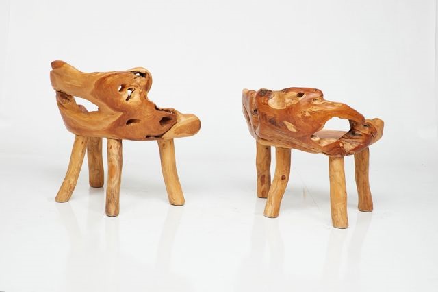 Pair of three-legged benches, 1970s by Studio Craft on artnet