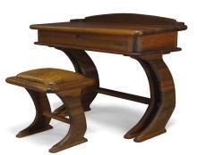 an Iroko writing desk and stool c.1986 by Marc van Rampelberg on artnet