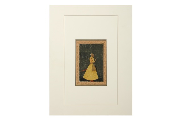 AN INDIAN ALBUM PAGE A STANDING PORTRAIT OF A NAWAB AND A DUTCH ...