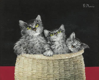 Cat in basket 篭の猫 by Kakuzo Inoue on artnet