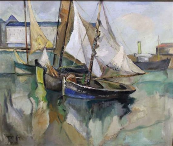 Havengezicht bij Honfleur, Frankrijk by Georges Albert Cyr on artnet