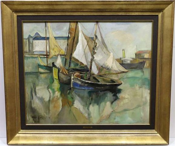 Havengezicht bij Honfleur, Frankrijk by Georges Albert Cyr on artnet