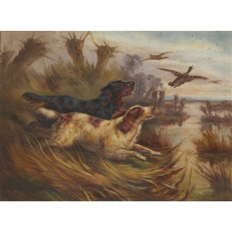 GUN-DOGS PUTTING UP DUCK by Robert Cleminson on artnet