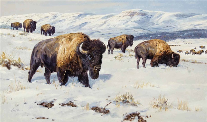 PRAIRIE WINTER-BISON by Ken Carlson on artnet