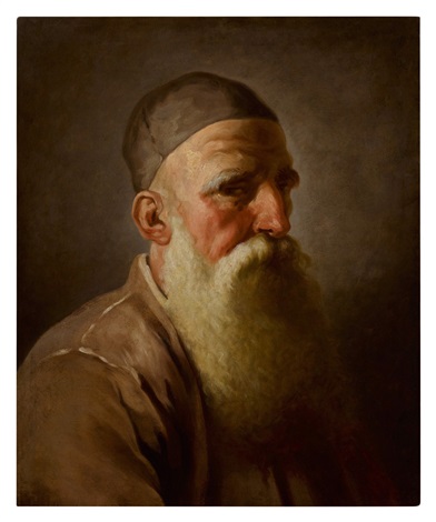 Head study of a man in profile, possibly a Rabbi by Louis Jean-Jacques ...