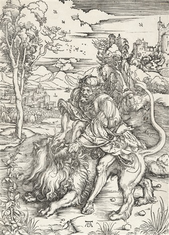 Samson rending the lion by Albrecht Dürer on artnet