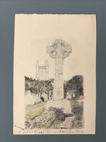 Drawing after a photograph of the ancient Celtic Cross at Drumcliffe ...