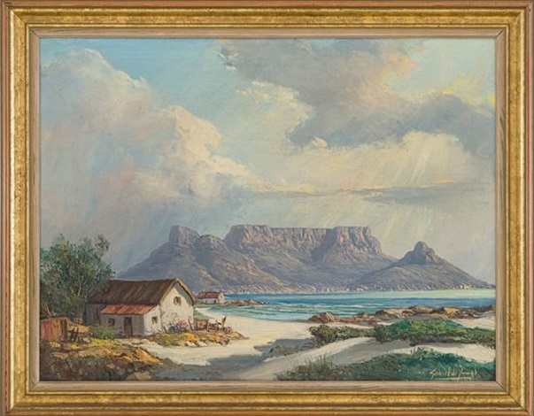 Coastal Cottages with Table Mountain in the Distance by Gabriel ...