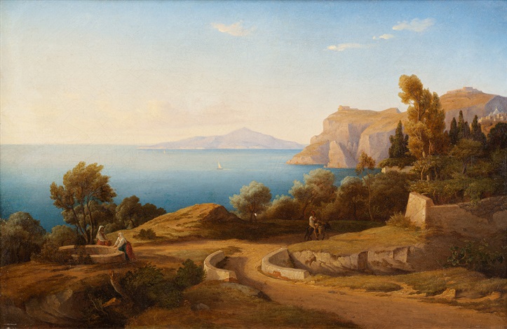 Capri. Coastal landscape with Villa Jovis and overlooking the Gulf of ...
