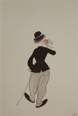 Charlie Chaplin with Rose by Albert Hirschfeld on artnet