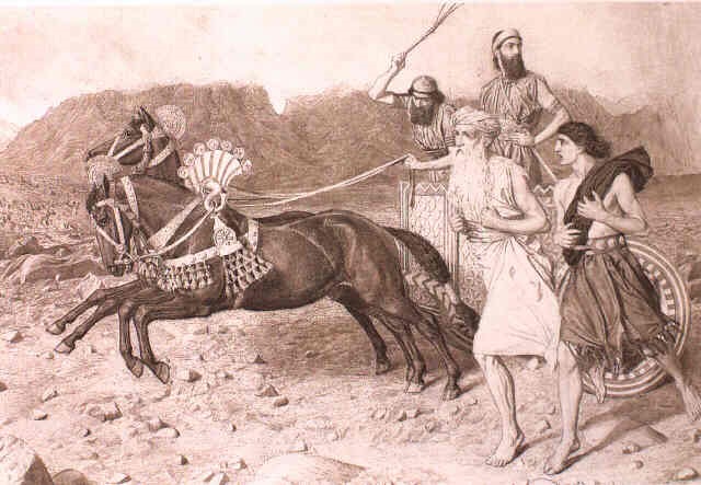 Elijah running to Jezreel before Ahabs chariot by Albert Joseph Moore ...