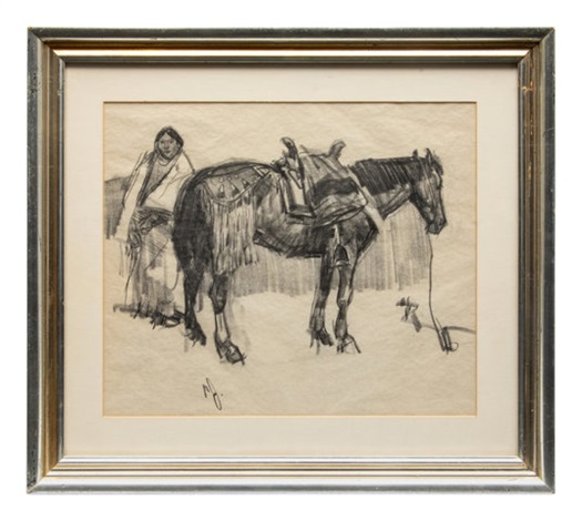 Native American with Horse by Ned Jacob on artnet
