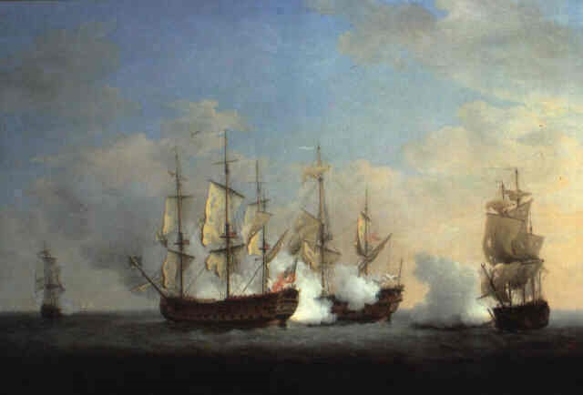 H.M.S. BUCKINGHAM, 66 GUNS, ATTACKING AND DEFEATING THE FLORISSANT, 74 ...