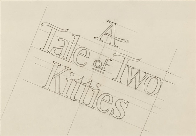 A watercolor concept drawing and a layout drawing for a title card for ...