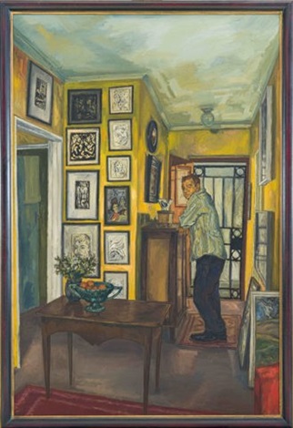 Male Figure in Interior with Art by Jan du Toit on artnet