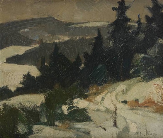 Vue des Ardennes sous la neige by Albert Raty on artnet