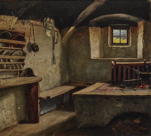 Interior of a peasant kitchen by Emil Rau on artnet