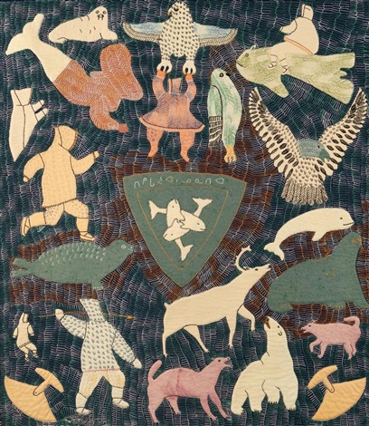a wool and embroidery thread wall hanging depicting birds, animals and ...