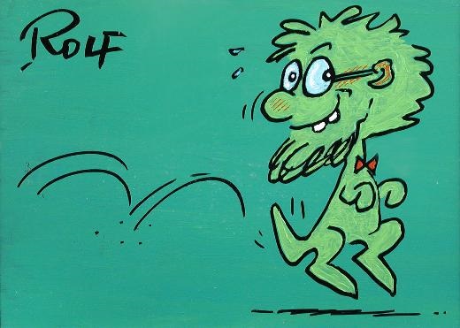 Rolfaroo - Rolf as a kangaroo with a red bow tie by Rolf Harris on artnet