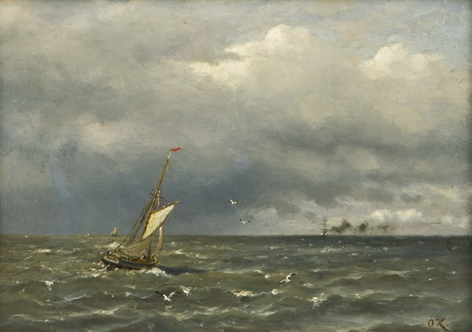Fishing boat at sea by Oskar Conrad Kleineh on artnet