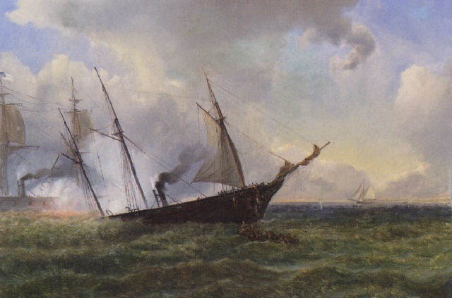 The sinking of the CSS Alabama by the USS Kearsage off the Cherbourg ...