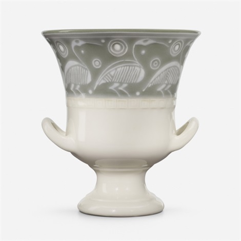 Ivory Jewel Porcelain urn with cranes by Elizabeth Hunt Barrett on artnet
