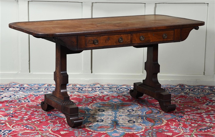 Y A GEORGE IV ROSEWOOD LIBRARY OR WRITING TABLE, CIRCA 1830, IN THE ...