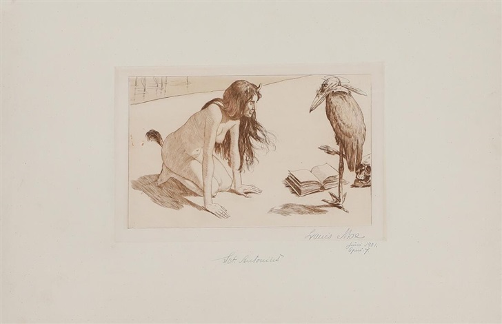 Sct. Antonius, girl and Marabou by Louis Moe on artnet