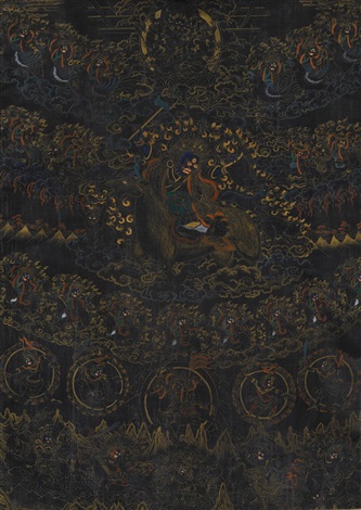 A BLACKGROUND THANGKA OF GARWA NAGPO by Anonymous-Tibetan (19/20) on artnet